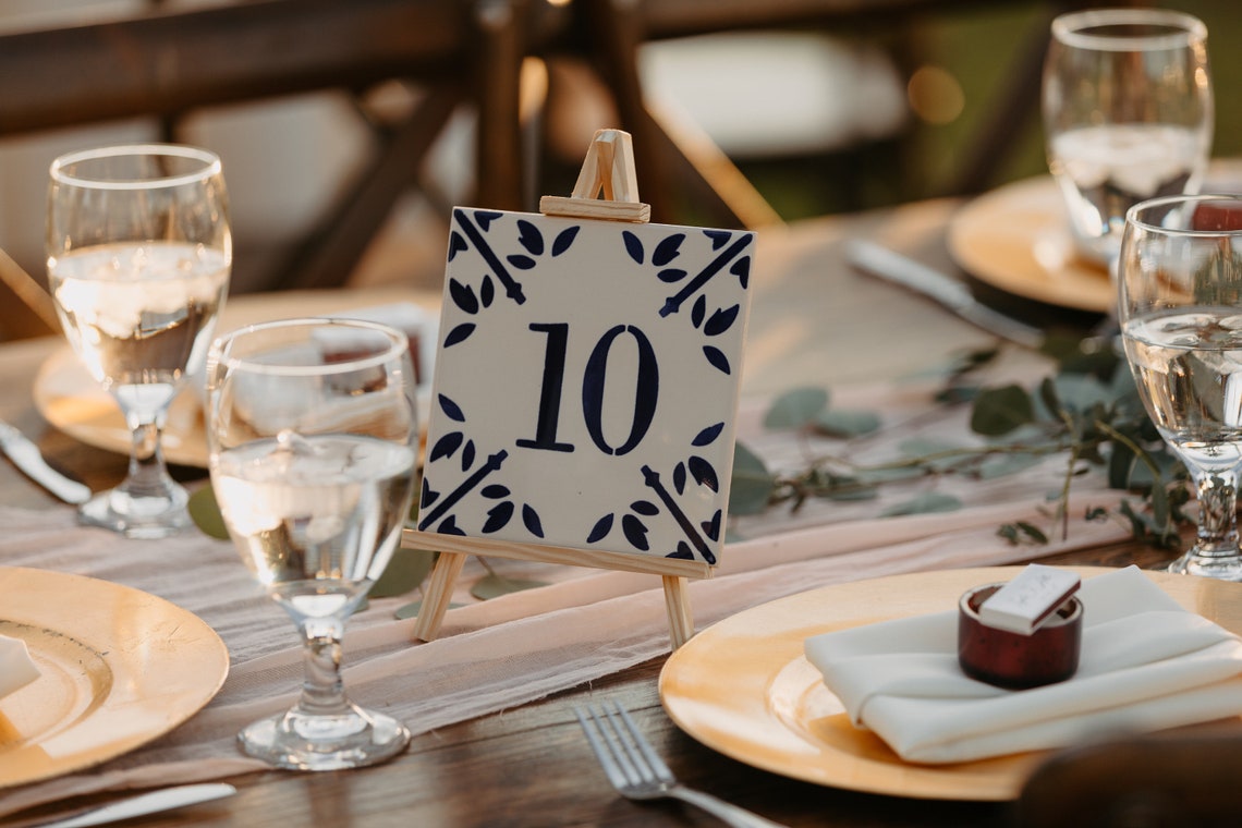 Wedding Table Number, Portuguese Tiles, Handpainted, Blue Tiles Wedding ...