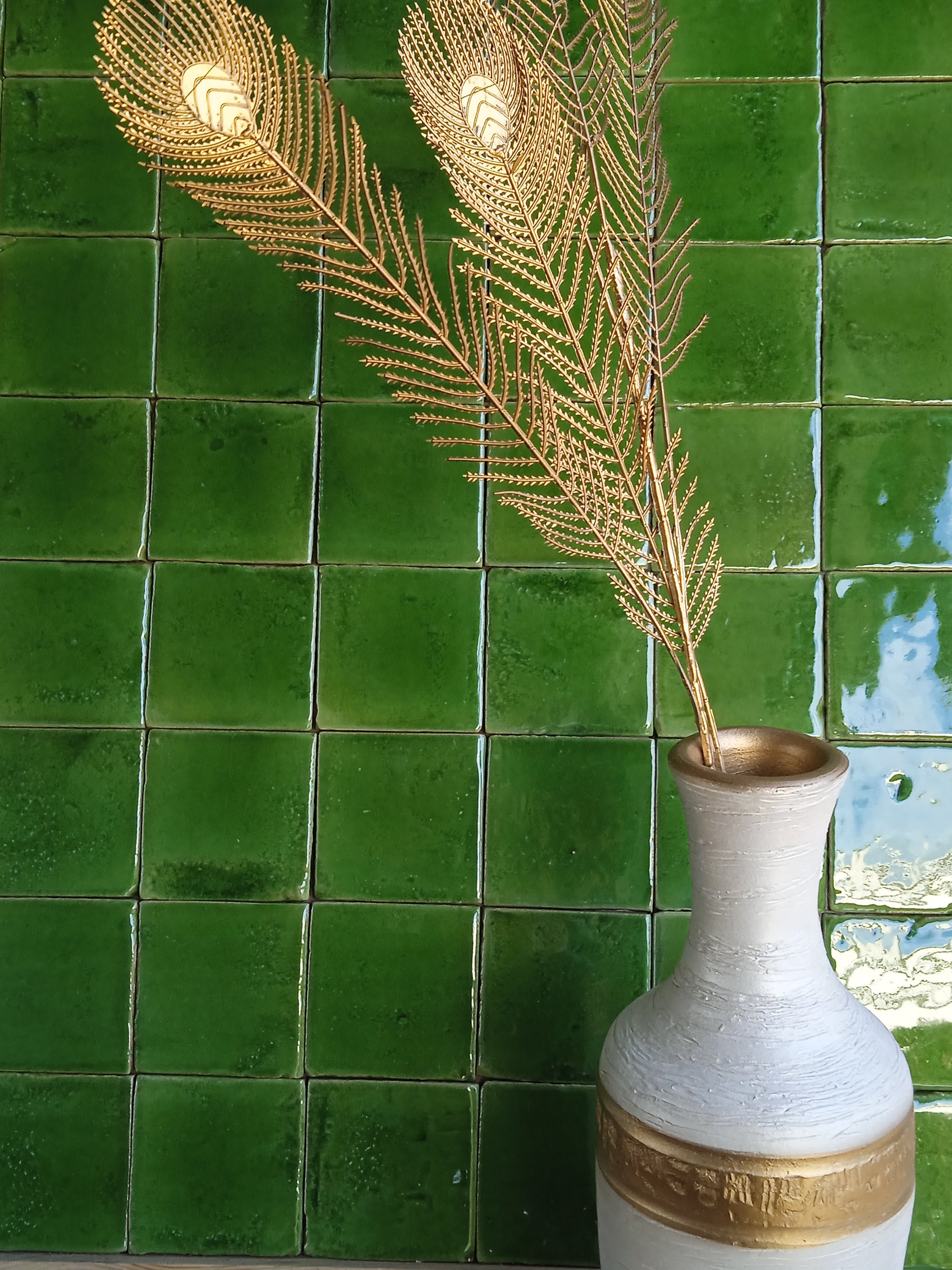 Handmade Tile, Plane Tile, Olive Green Color, 10x 10 Cm - Pack 25 Tiles ...