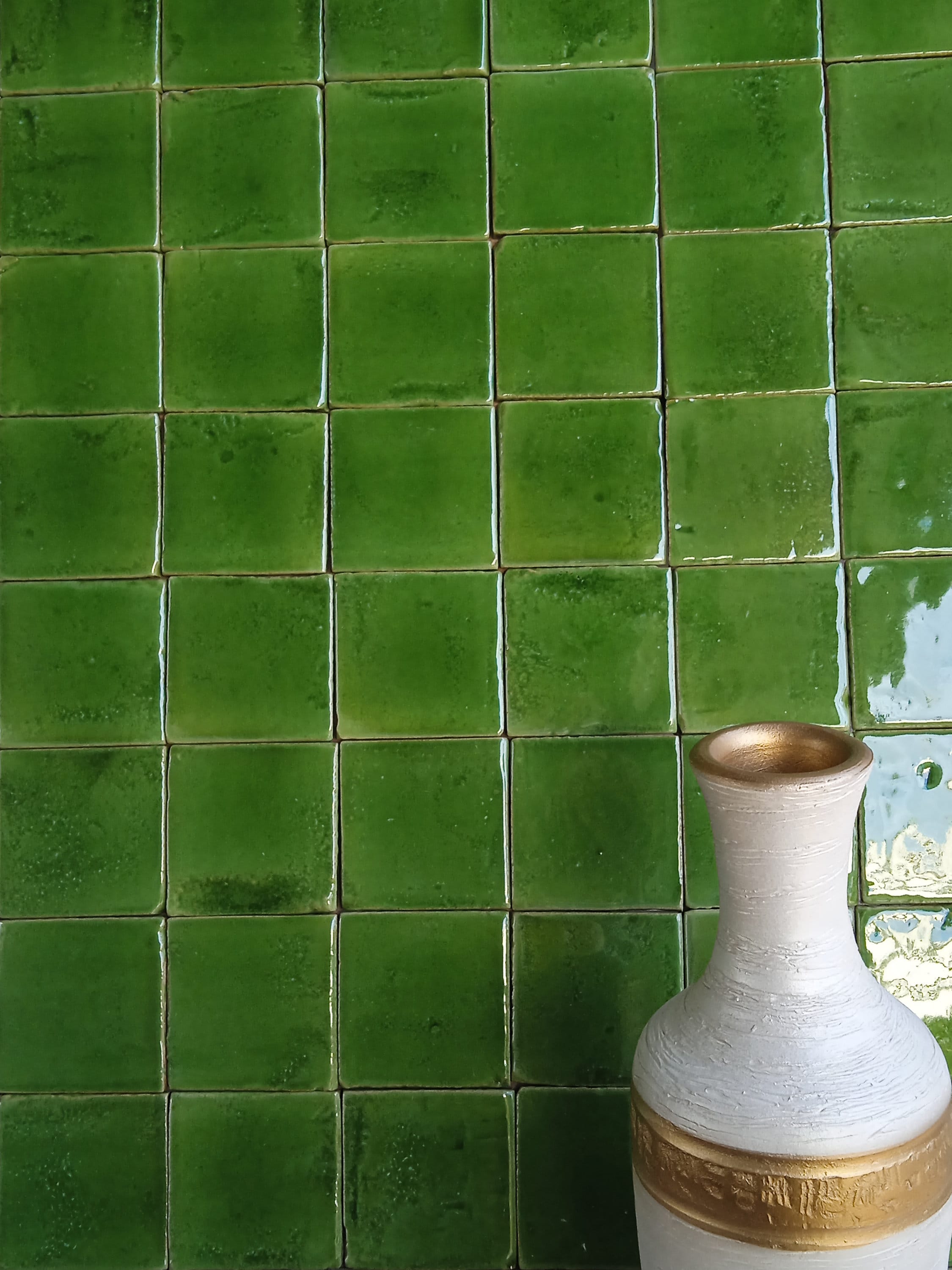 Handmade Tile, Plane Tile, Olive Green Color, 10x 10 Cm - Pack 25 Tiles ...
