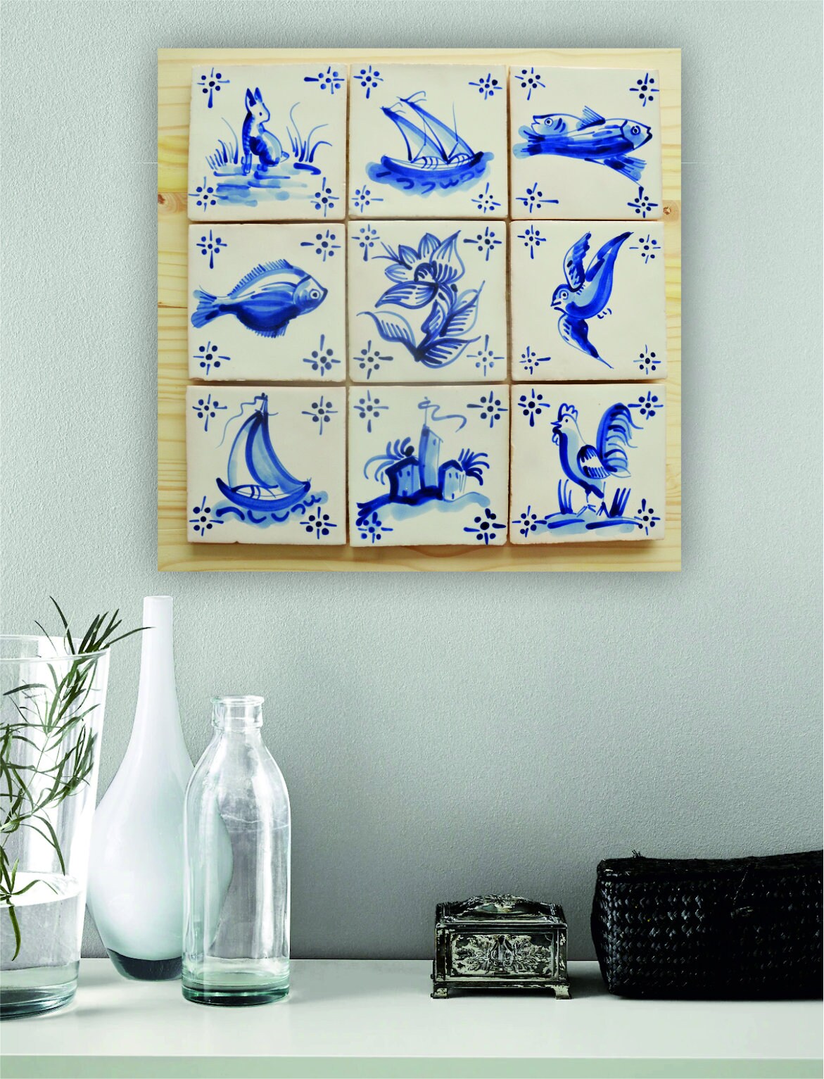 Tile Mural Composition of 9 Decorative Tiles 18th Century | Etsy