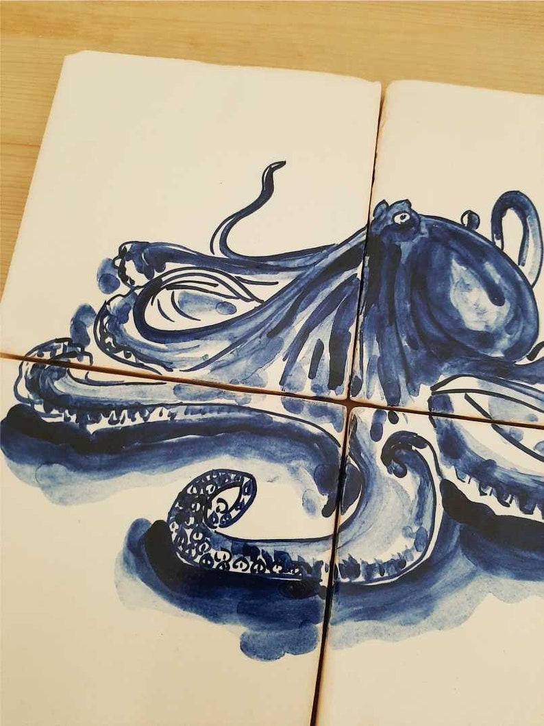 Octopus, Tile Panel, Portuguese Tiles, Decorative Tile Panel, Sea ...