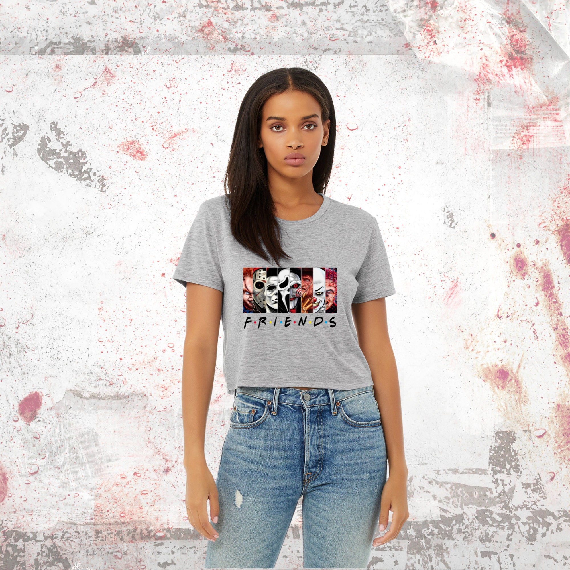 Friends Horror Characters Crop Top, Happy Halloween Halloween Gift ...