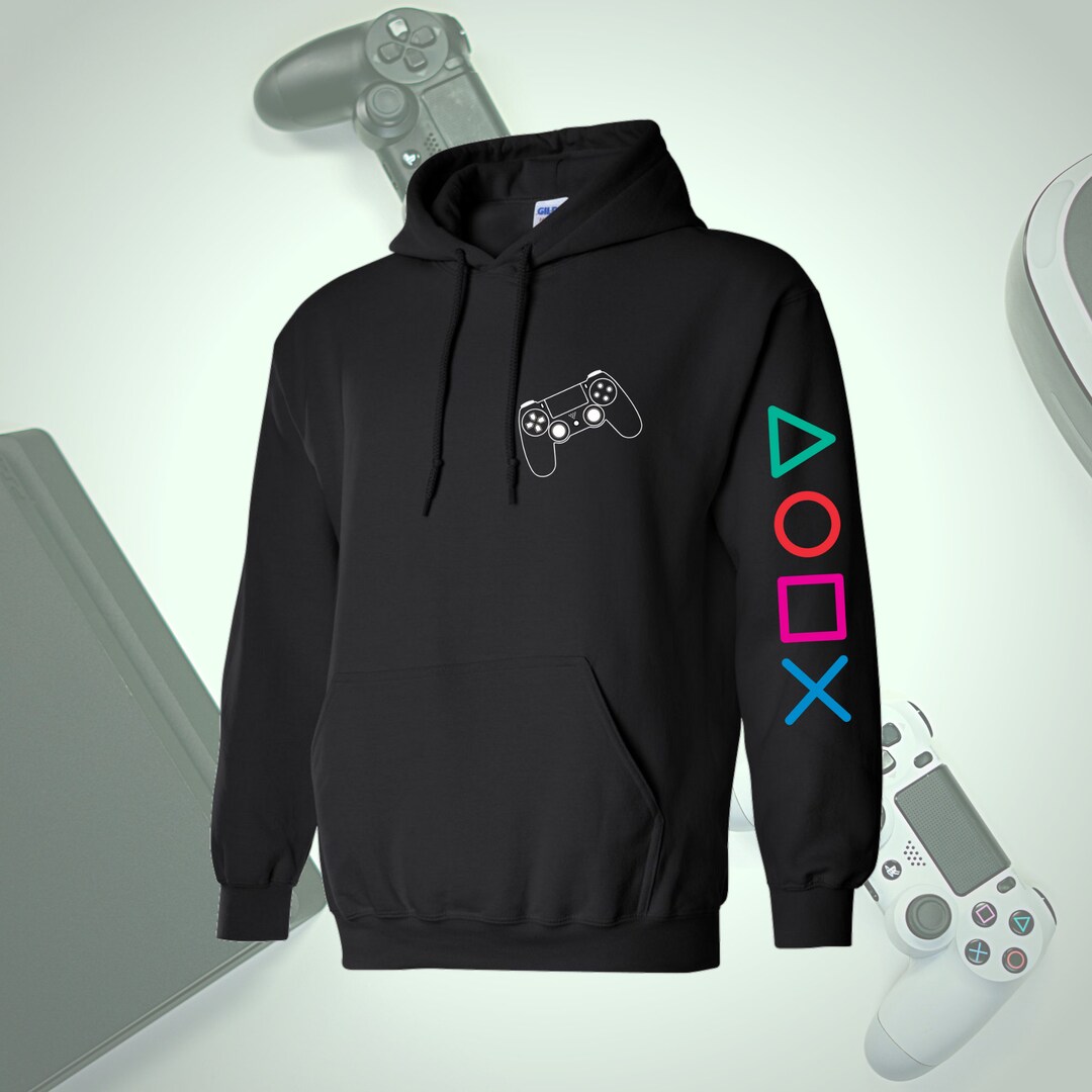 Esports Playstation Black Hoodie With Sleeve Print, Play Station Xbox ...