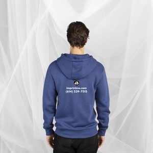 Custom Full Zip Hoodie With Full Color Logo on Hooded Hoody Colors ...