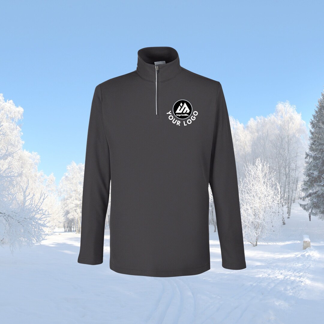 MENS Embroidered Quarter Zip Warm Embroidered Quarter-zip Printed Full ...