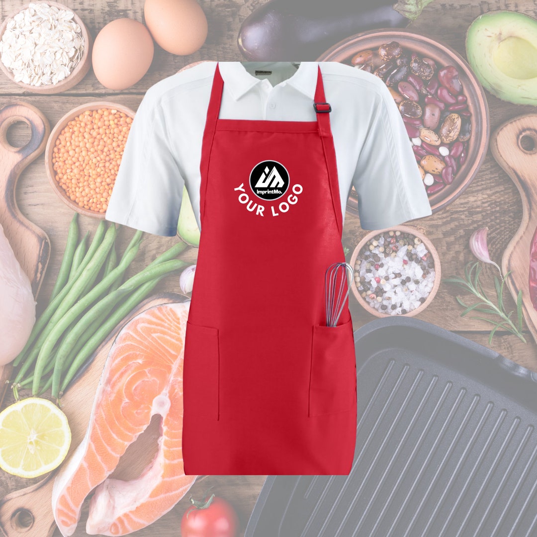 Custom Cooking Apron Logo Personalized Apron With Pockets, Mens Aprons, Womens Apron, Custom ...