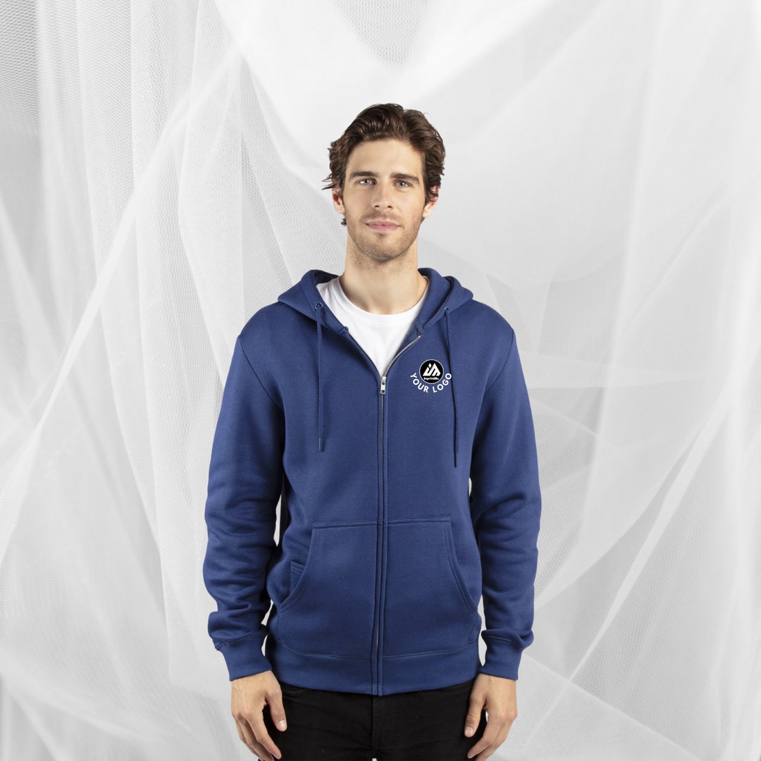 Custom Full Zip Hoodie With Full Color Logo on Hooded Hoody Colors ...