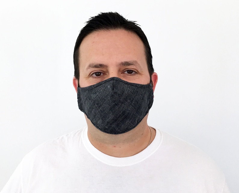 Men's Face Mask | Black Face Mask for Man Textured Premium | Triple ...