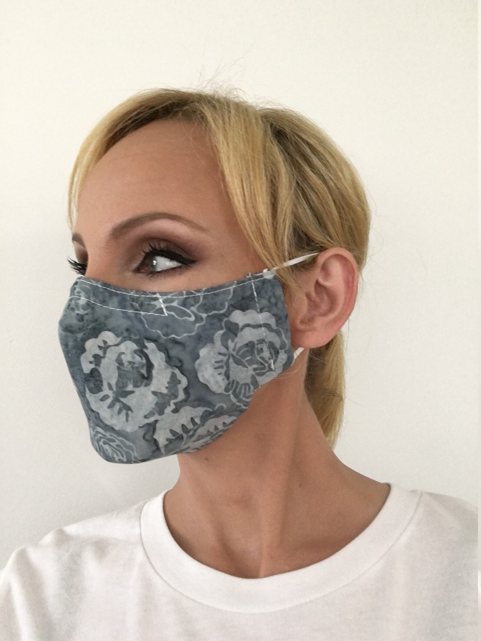 Blue Floral Face Mask | Face Mask With Flowers | Roses Face Mask ...