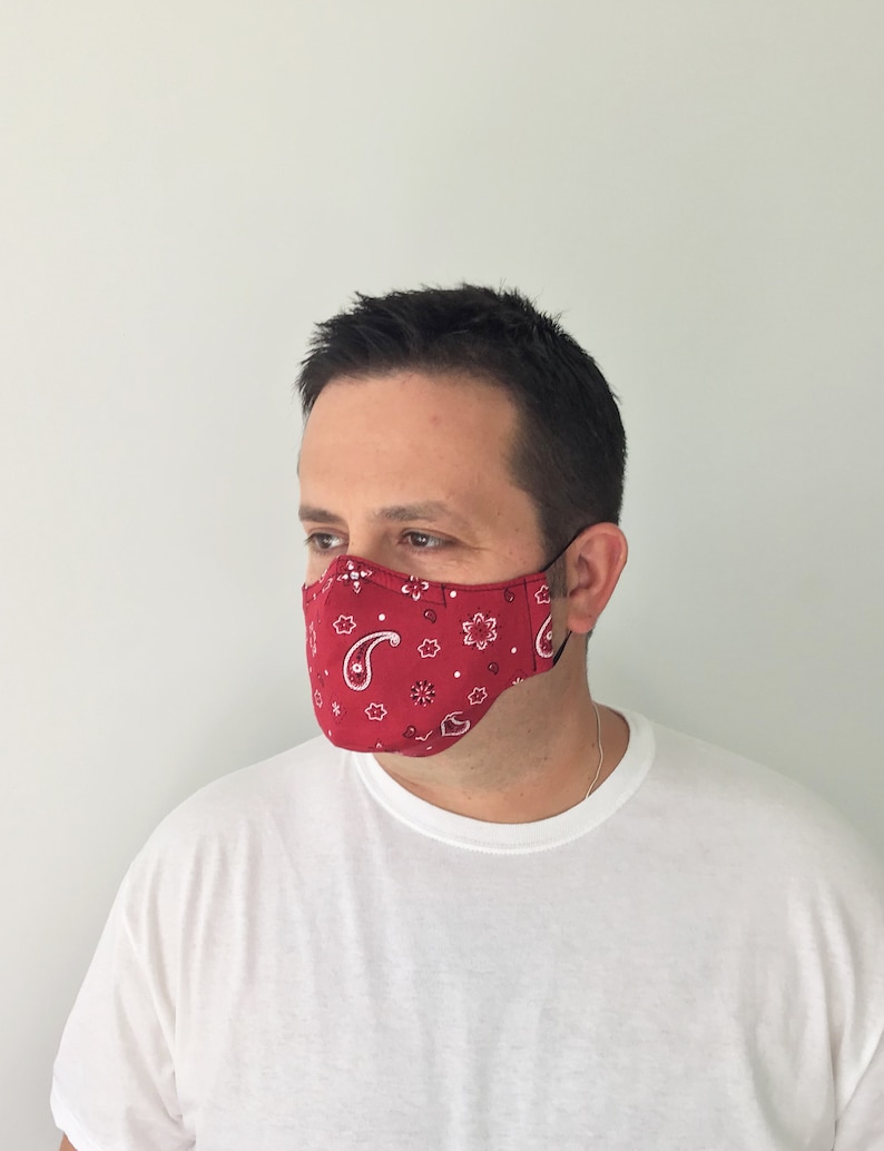 Face Mask for Men, Red Bandana Face Mask for Man, Paisley Red Bandanna ...