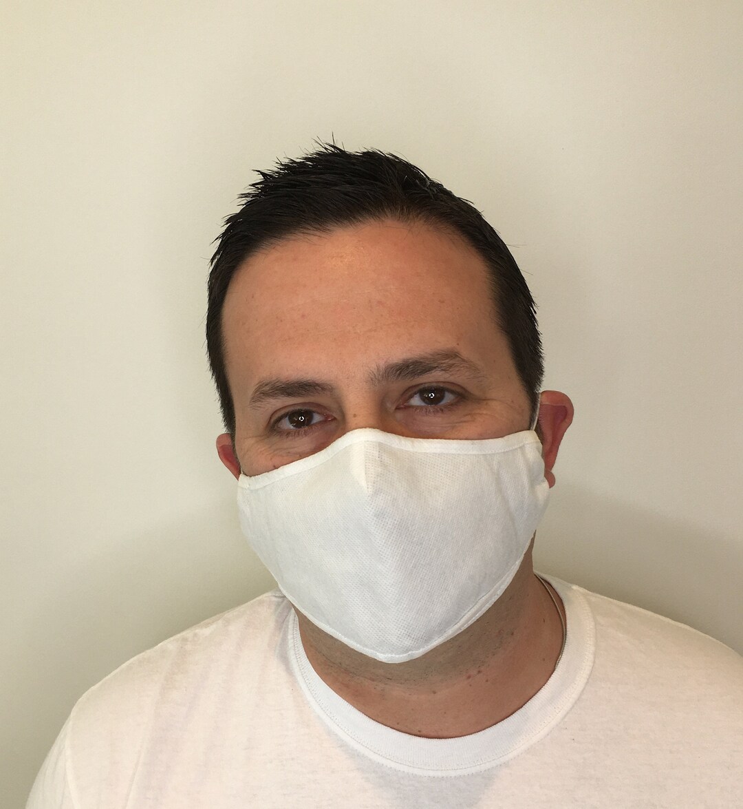 Men's Face Mask White Premium, Reusable Face Mask 3 Layer, White Face ...