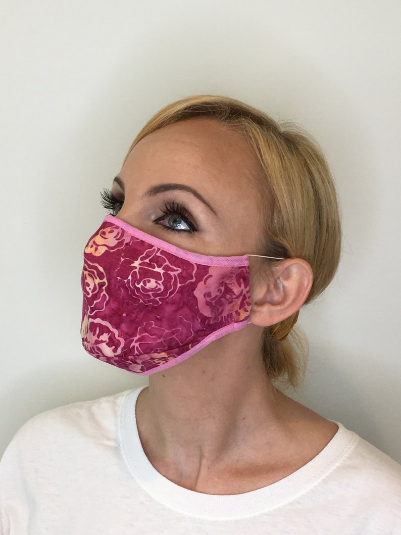 Roses Face Mask for Women Pink Premium | Triple Layer | Reusable ...