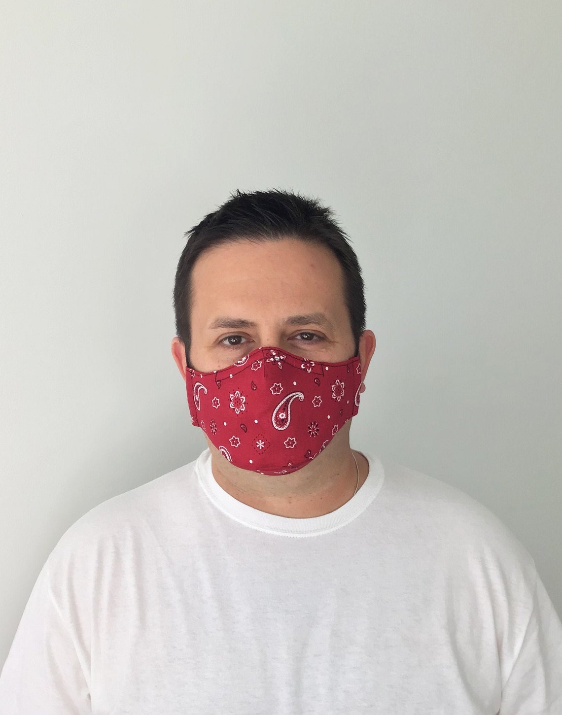 Face Mask for Men, Red Bandana Face Mask for Man, Paisley Red Bandanna ...