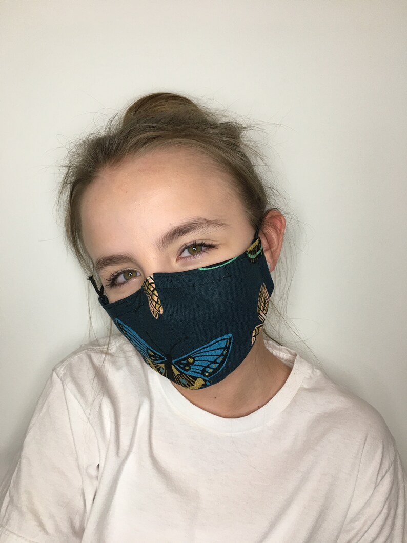 Butterfly Face Mask for Kids | Navy Canvas | Butterflies Face Mask ...