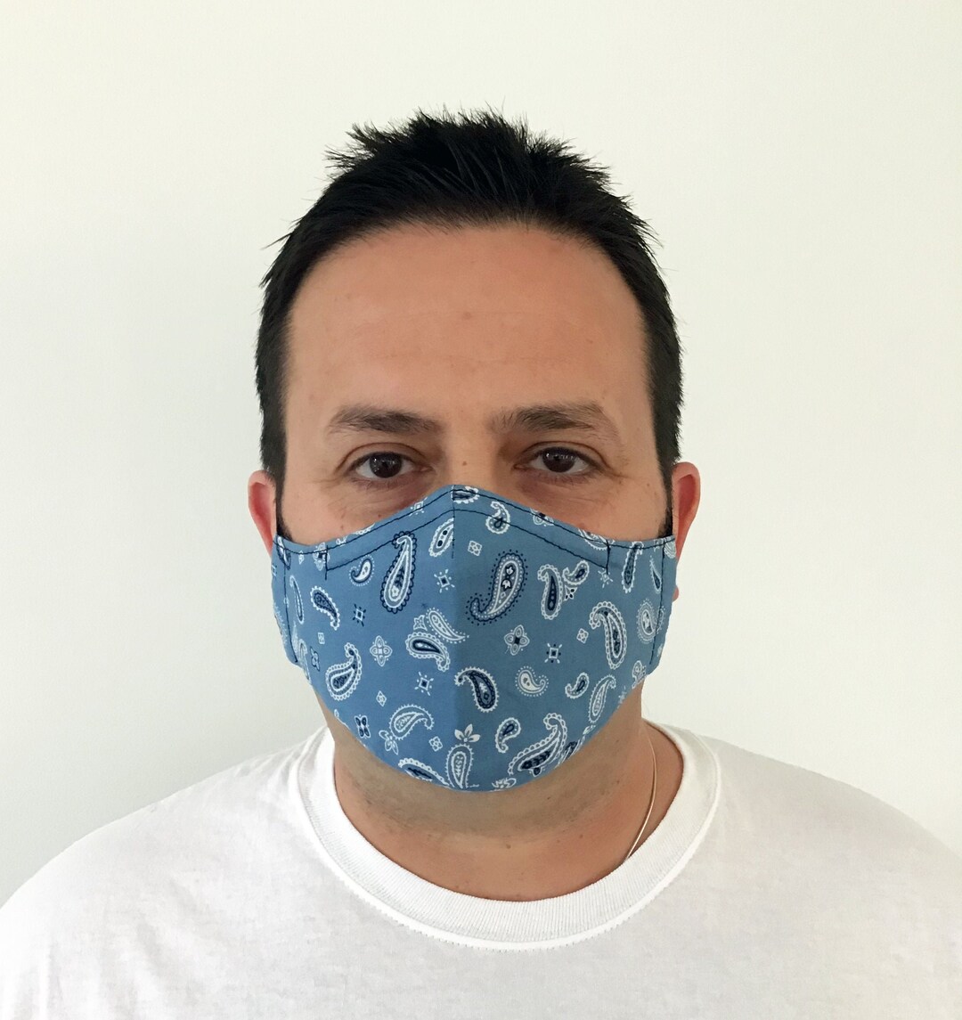 Men's Face Mask Blue Bandana Face Mask for Man Paisley - Etsy