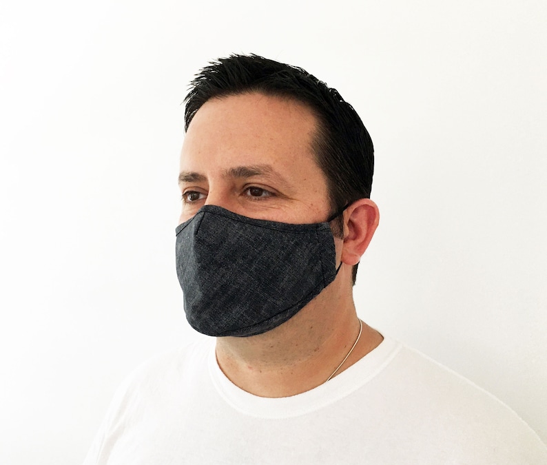 Men's Face Mask | Black Face Mask for Man Textured Premium | Triple ...