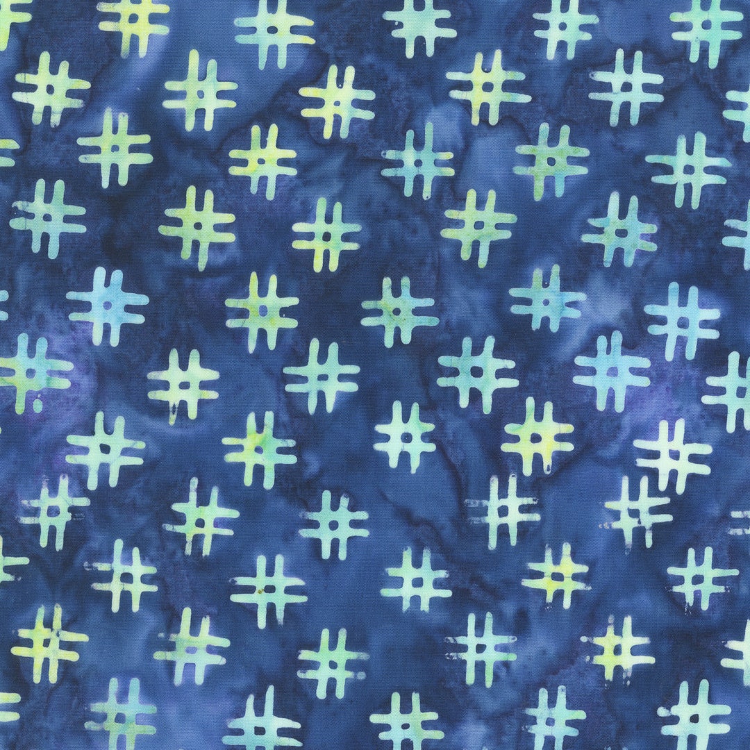 Anthology Batik Fabric, Denim Blue # Hashtags Fabric, QE3 Miniatures ...
