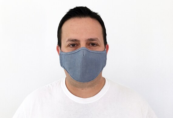 Face Mask For Men Denim Face Mask For Men Chambray Blue | Etsy