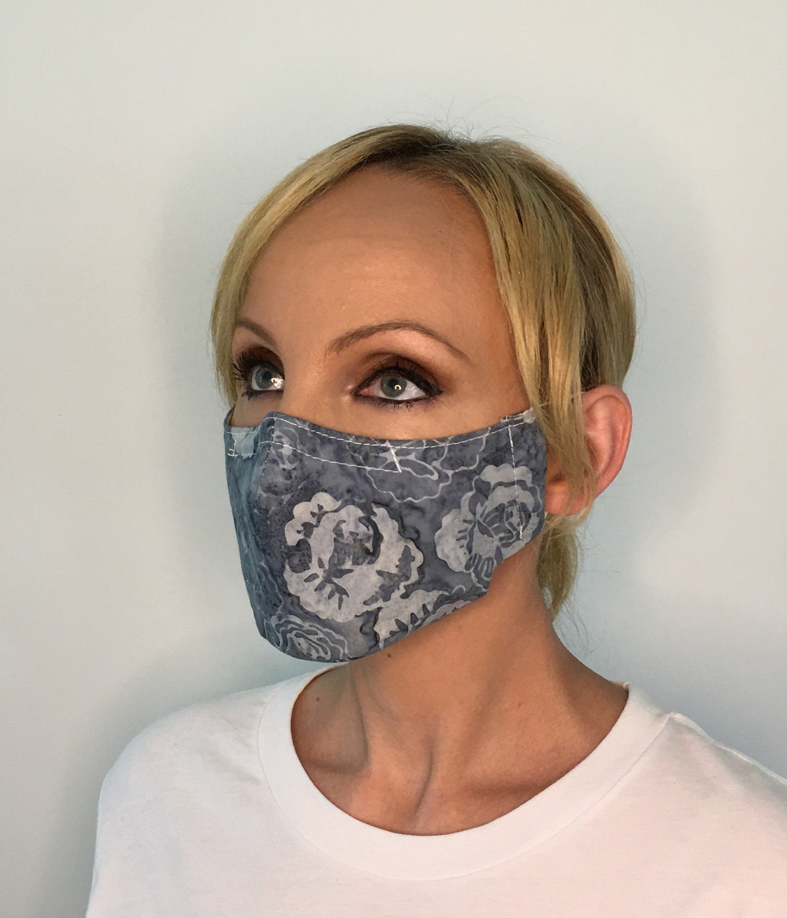 Blue Floral Face Mask Face Mask With Flowers Roses Face - Etsy