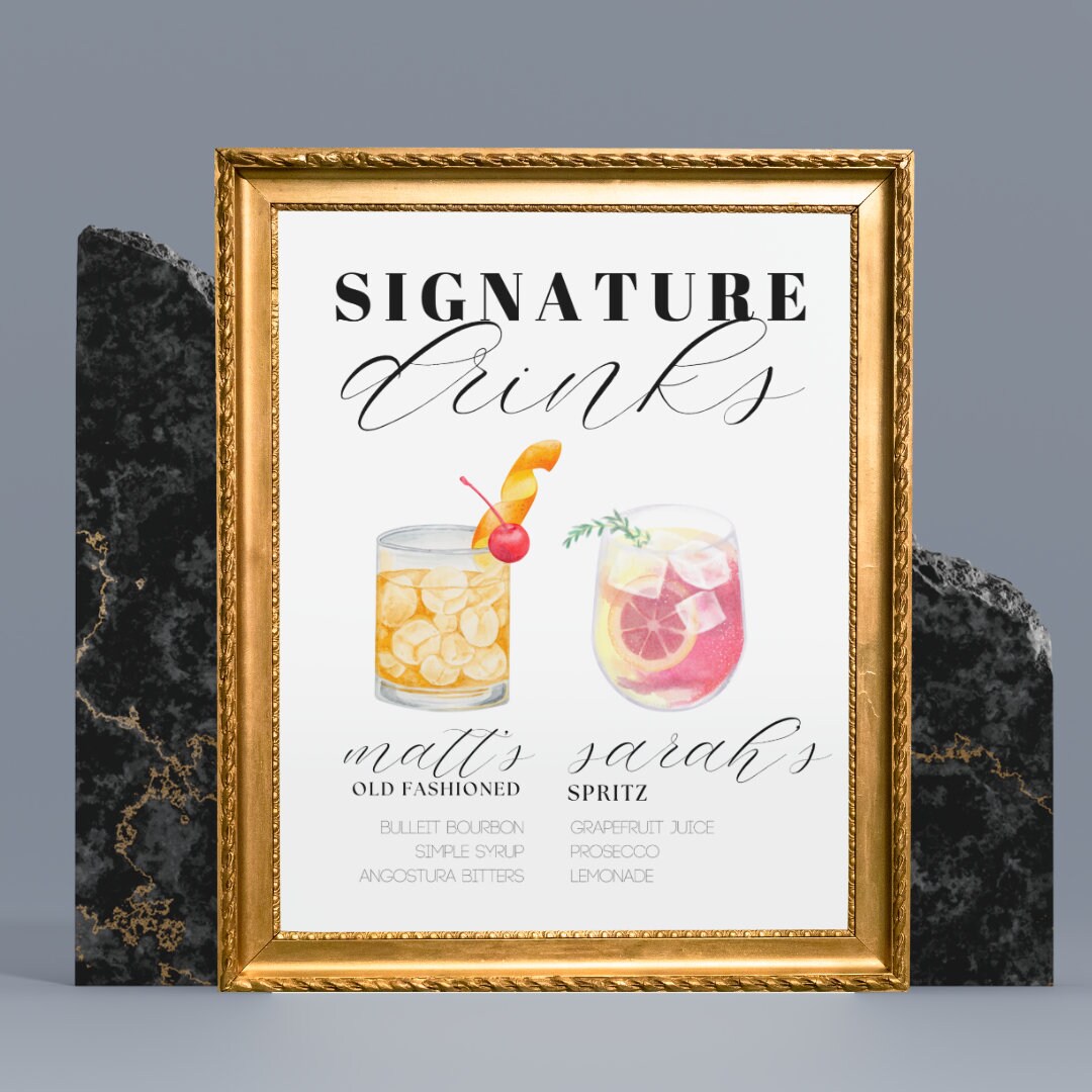 CUSTOM Modern Signature Cocktails Sign | Signature Cocktails Template ...