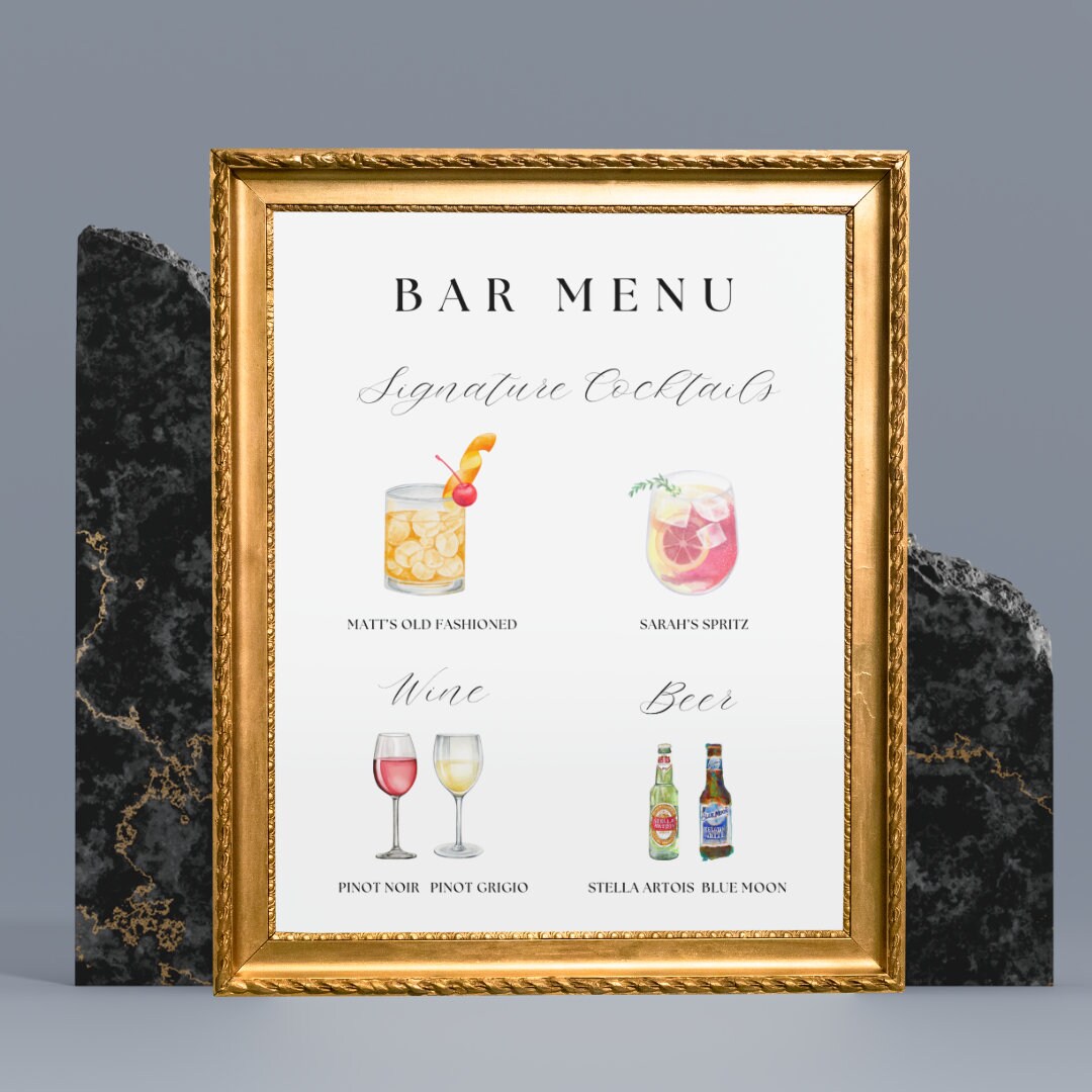 CUSTOM Modern Signature Cocktails Sign | Signature Cocktails Template ...
