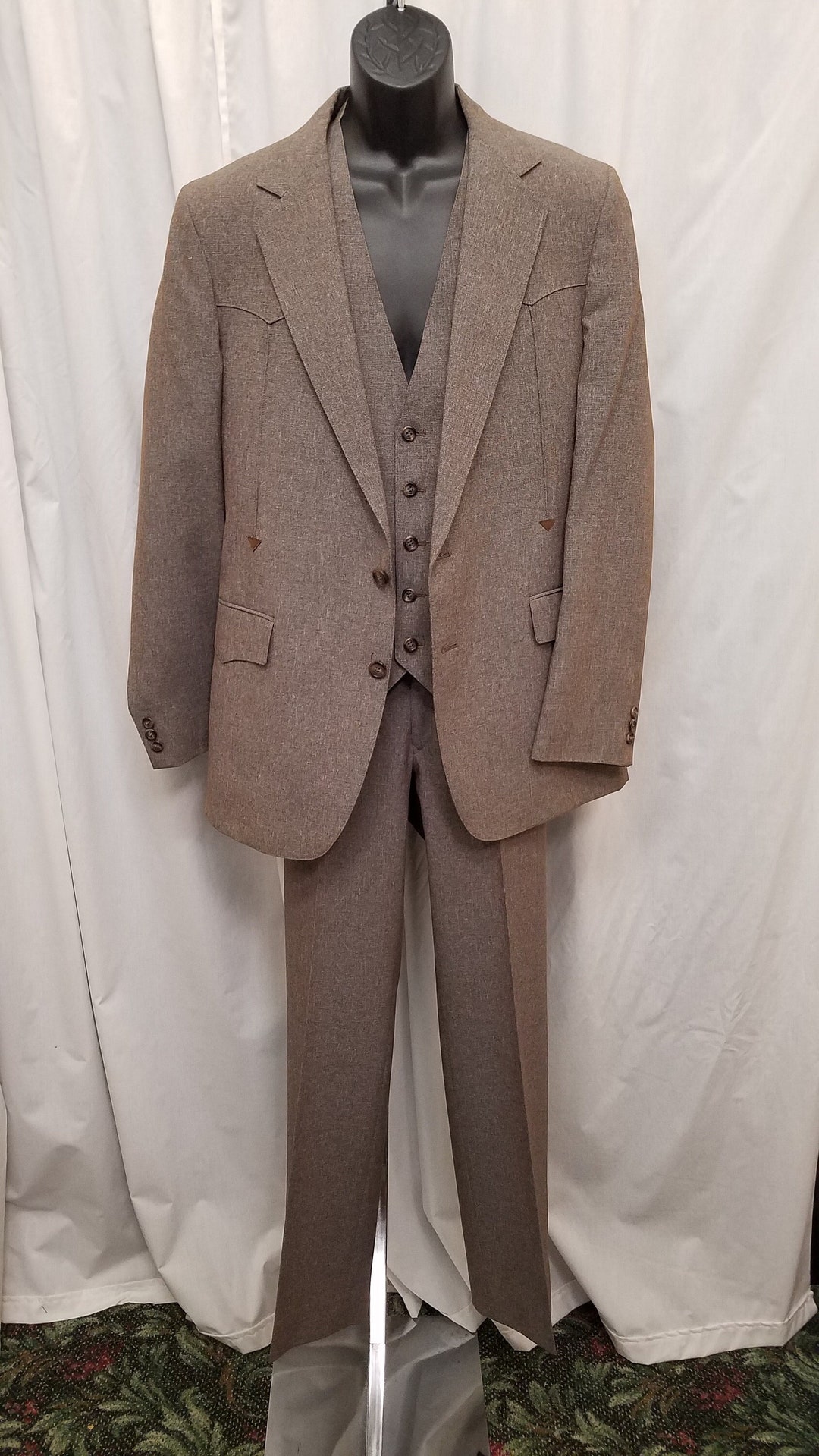 Vintage 1970s Warren Sewell Brown Patterned W a Sheen 3 Piece Western ...