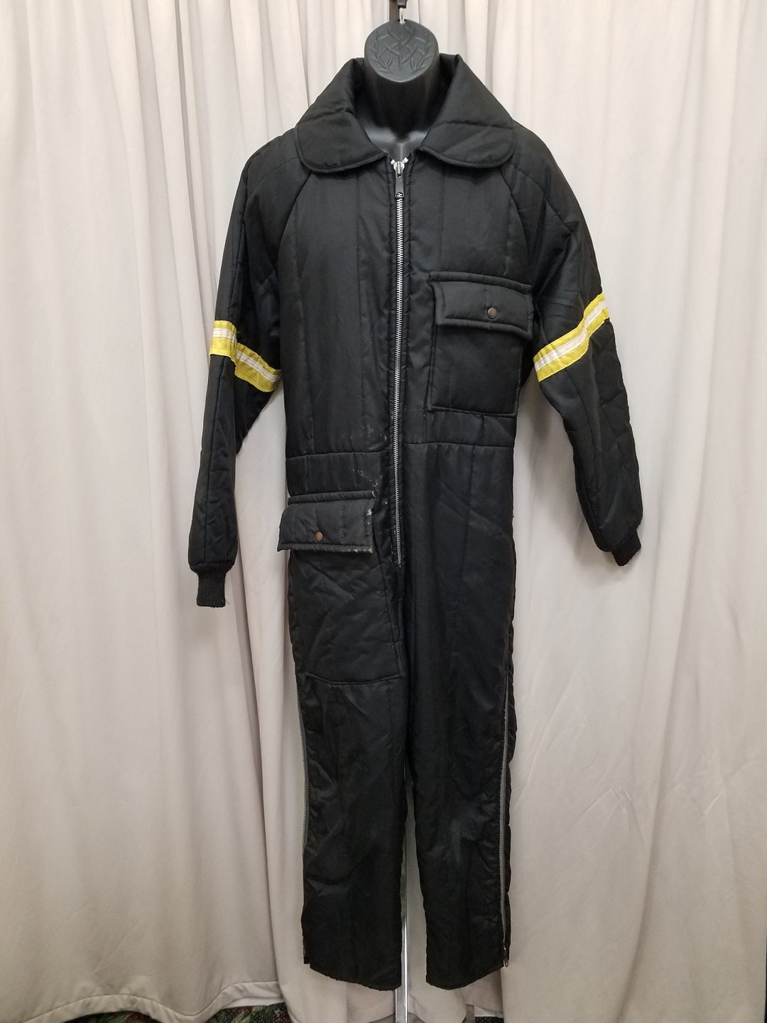 Vintage 1970's JC Penny Snowmobile Warm Winter Snow Suit Unisex Black W ...