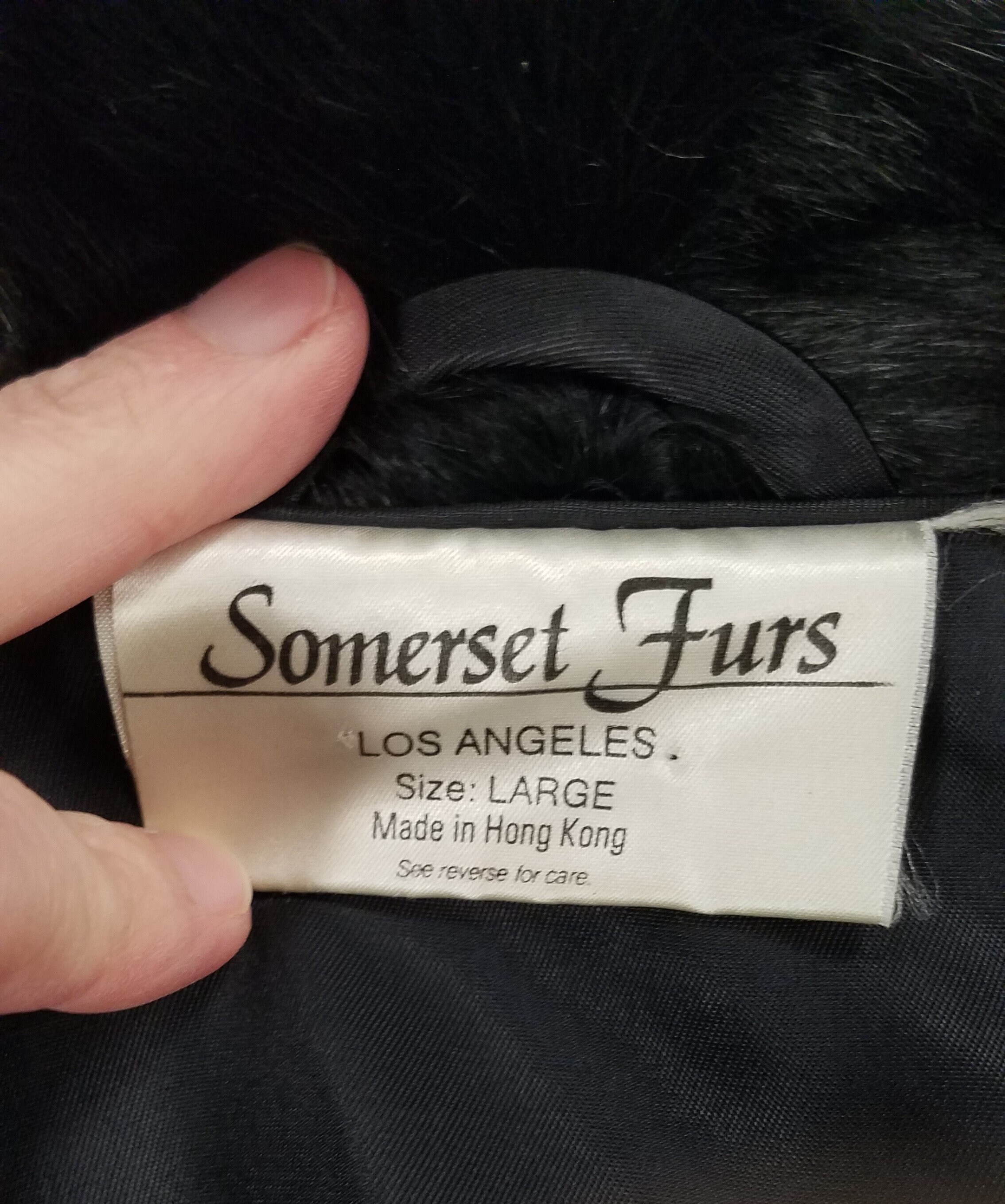 Vtg 80's Somerset Furs Los Angeles Natural Black Rabbit Fur Vtg 80's Somerset Furs Los Angeles Natural Black Rabbit Fur