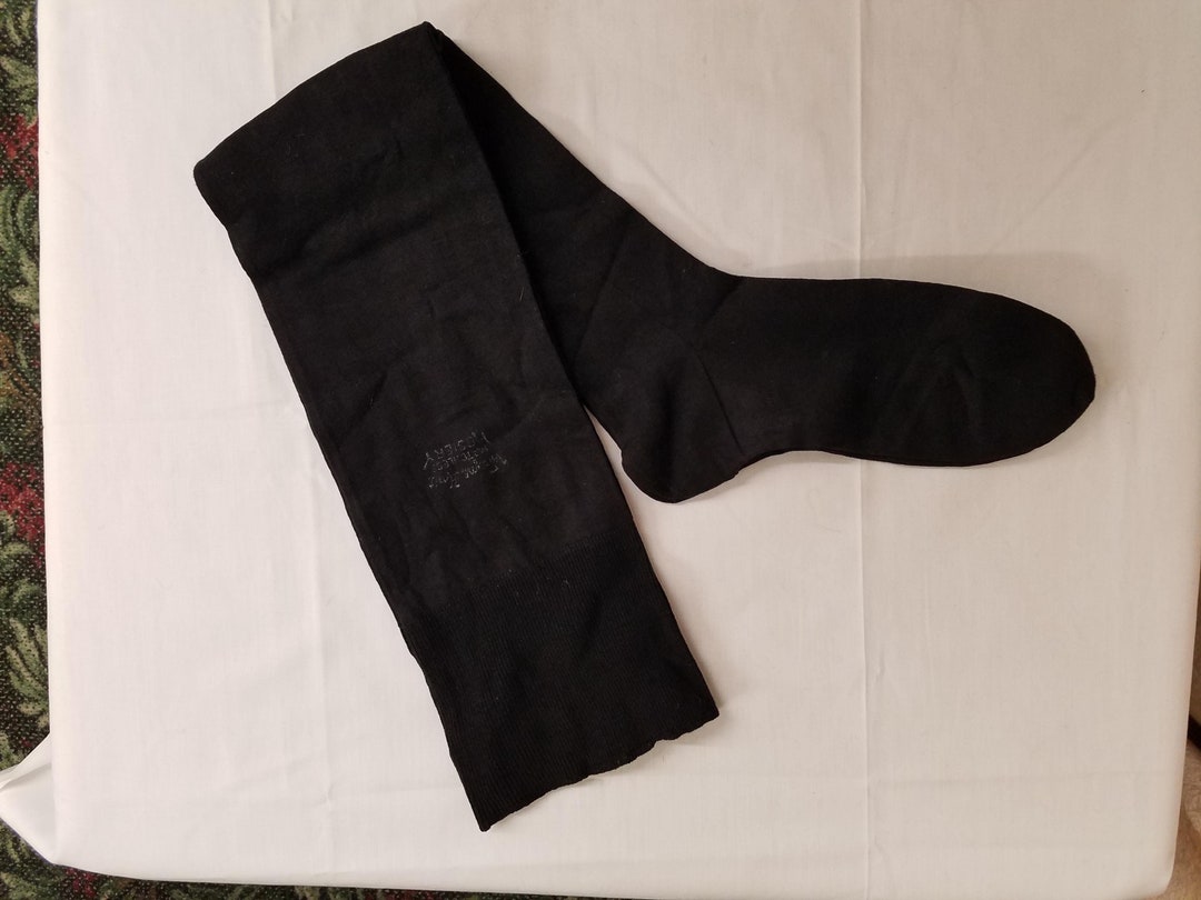 Vtg Authentic 1940s Deadstock Black Long Thigh High Stockings Hosiery ...
