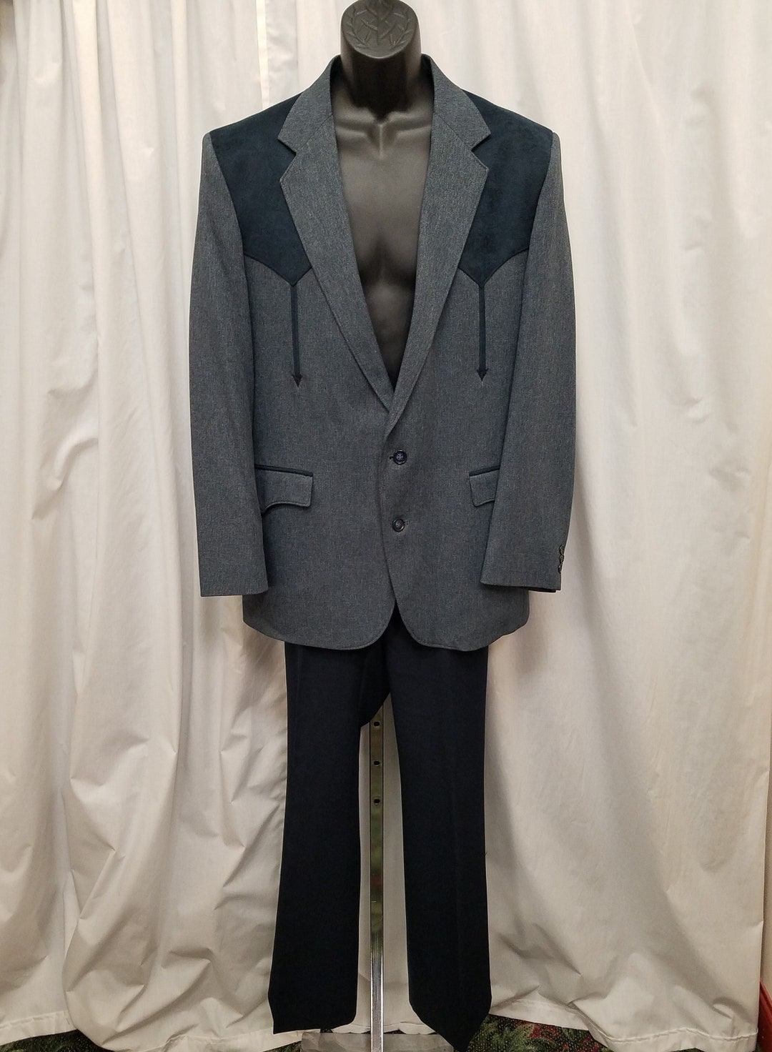 Vintage 1980s Circle S Gray Checked 2 Piece Western Rancher Leisure ...