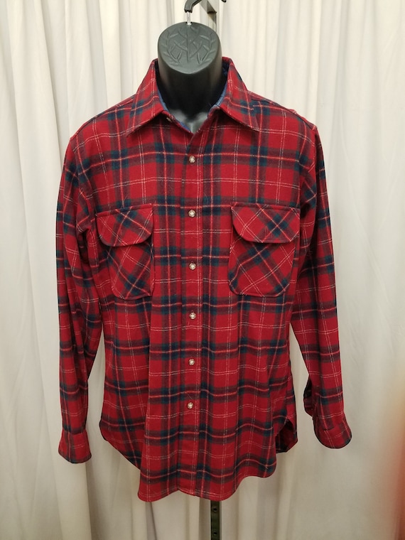 Vintage 1960 Pendleton Red/Green/Blue Plaid Button Up… - Gem