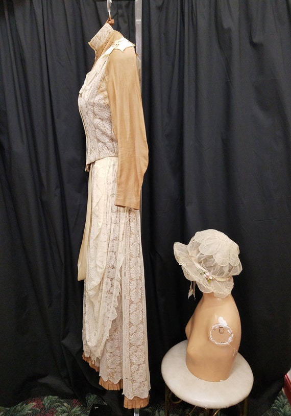 Authentic 1900s Edwardian Victorian Cream Linen w Lac… - Gem