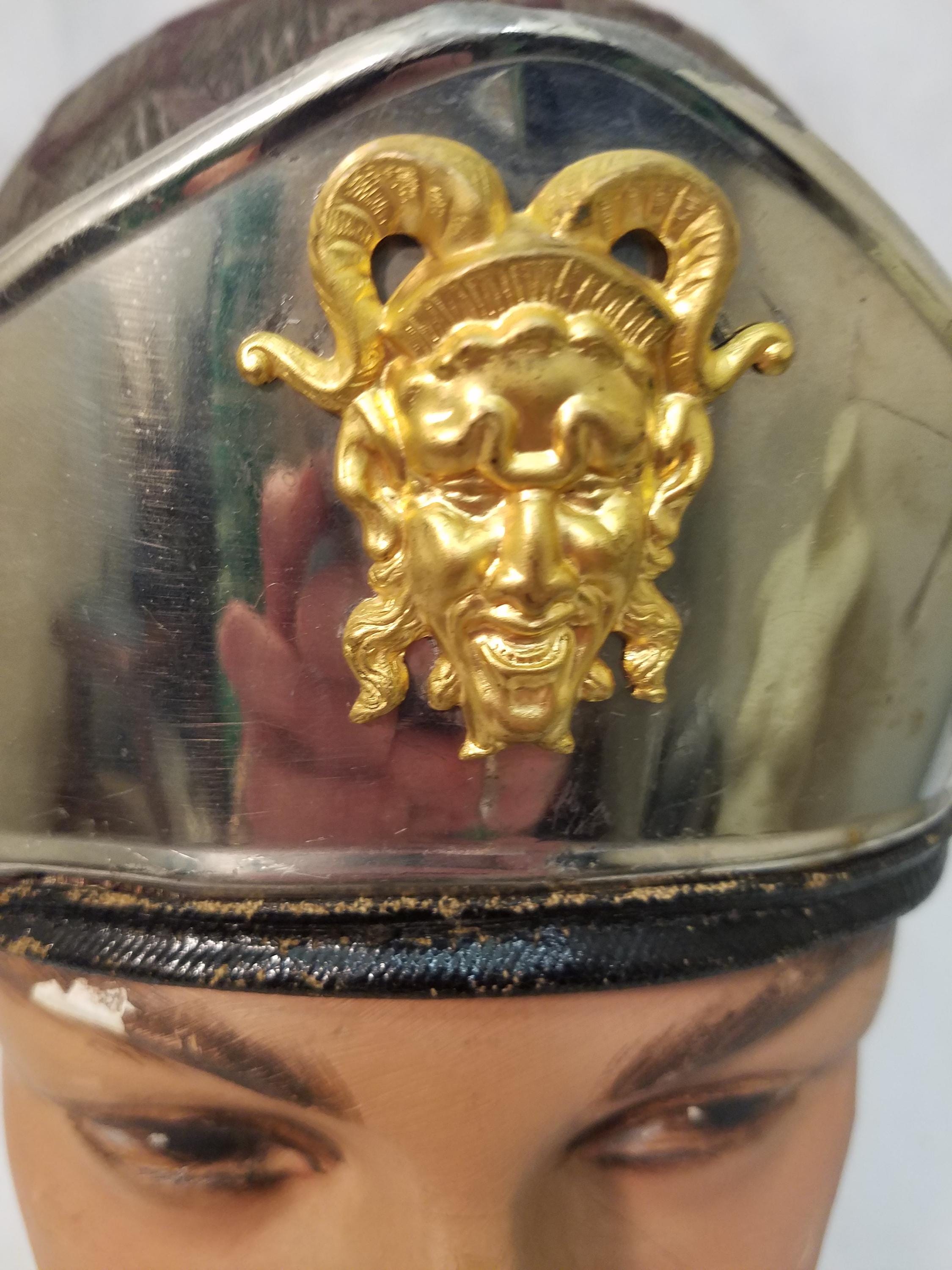 Antique ODD FELLOWS Masonic Knights Templar Ceremonial Helmet Metal ...