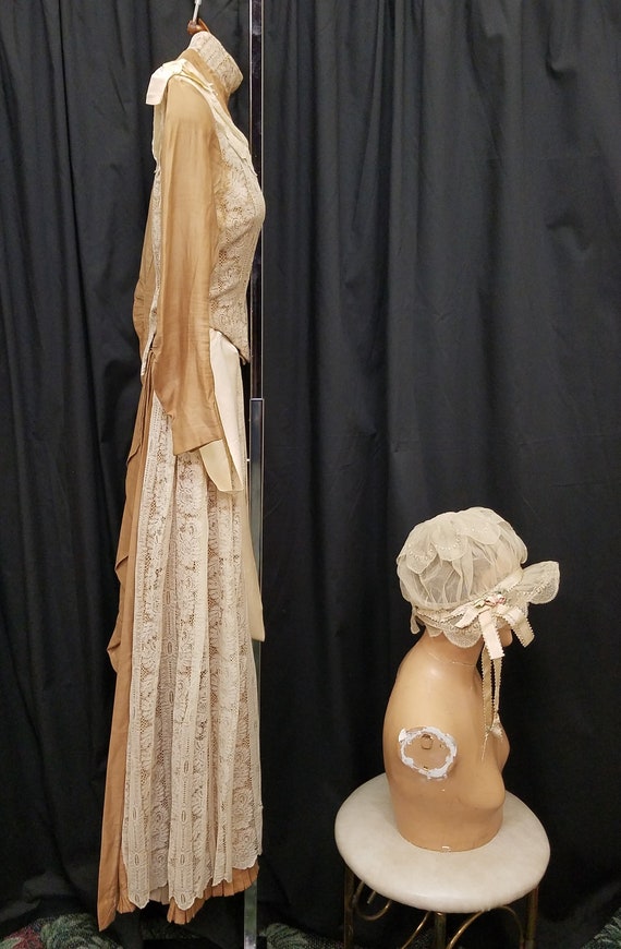 Authentic 1900s Edwardian Victorian Cream Linen w Lac… - Gem