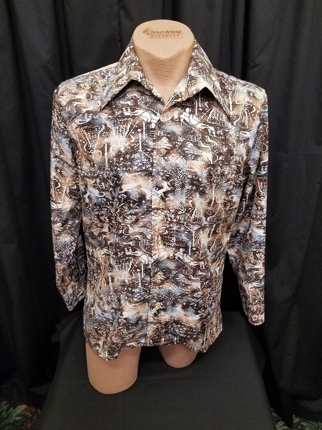 Vintage 1970s Jaymar Brown & Cream Mythological Images All Over Print ...