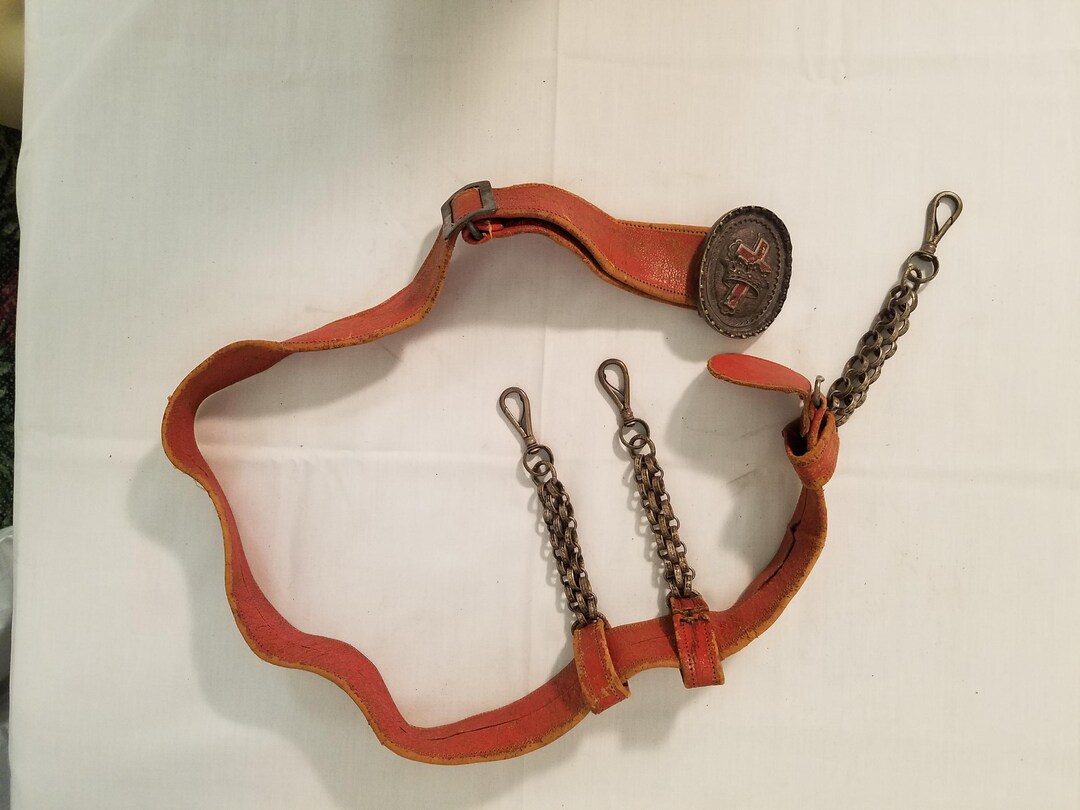 Antique Masonic Knights Templar Orange Leather Sword Belt W Hanger ...