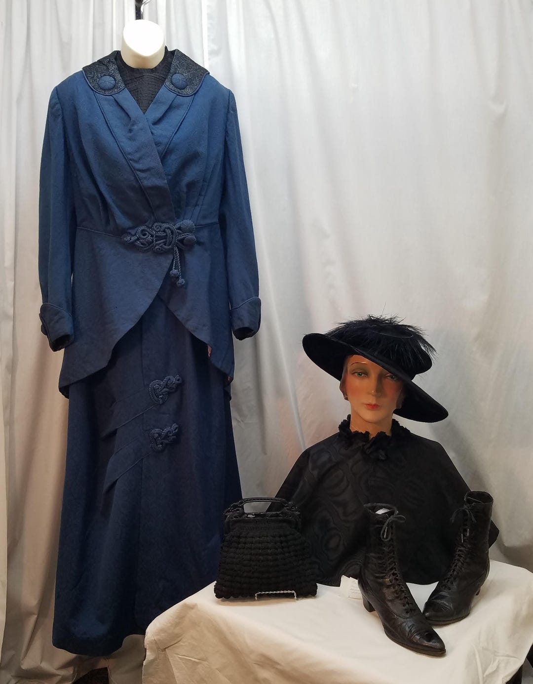 Authentic 1800s Edwardian Victorian Navy Wool 3 Piece Day Touring ...