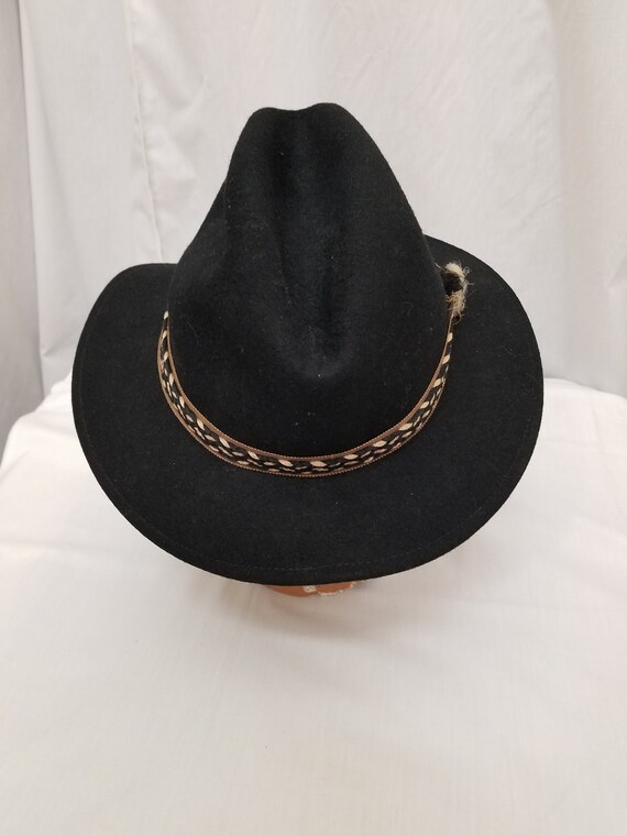 Vintage 1960's Fabini New York Black 100% Wool Fedora… - Gem