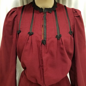 Authentic 1900s Edwardian Victorian Burgundy Wool W Lace Day Touring ...