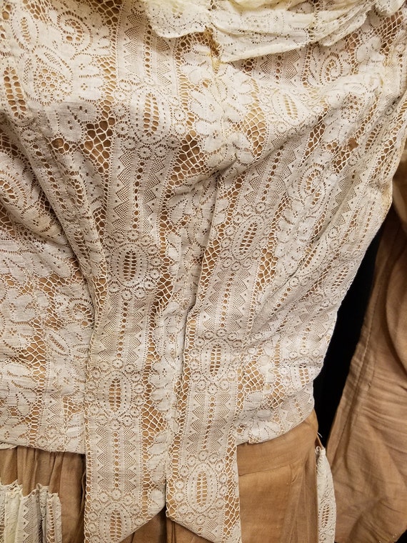 Authentic 1900s Edwardian Victorian Cream Linen w Lac… - Gem