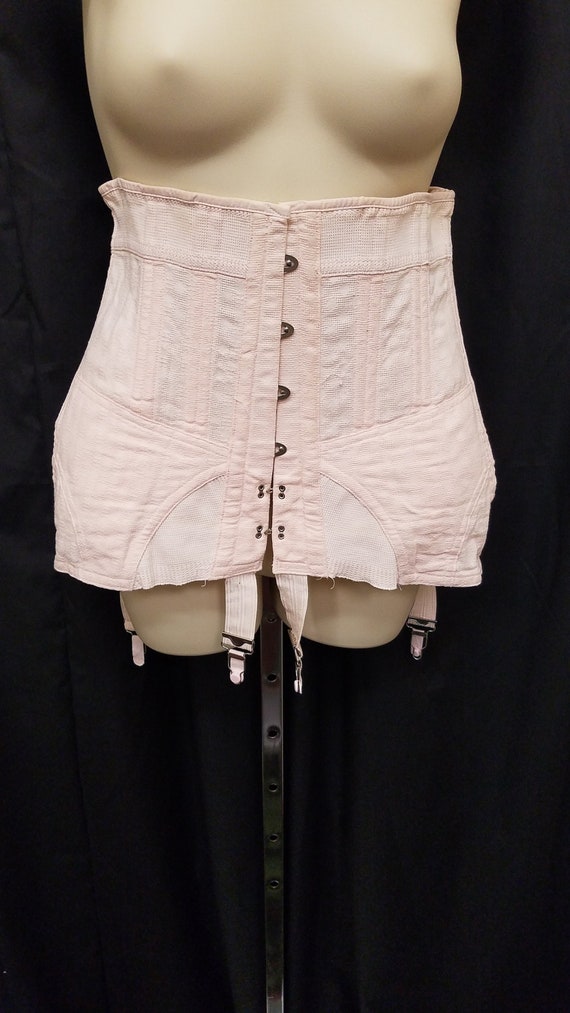 Vintage Rare 1940s Pink Peach Cotton Girdle Garter C Gem