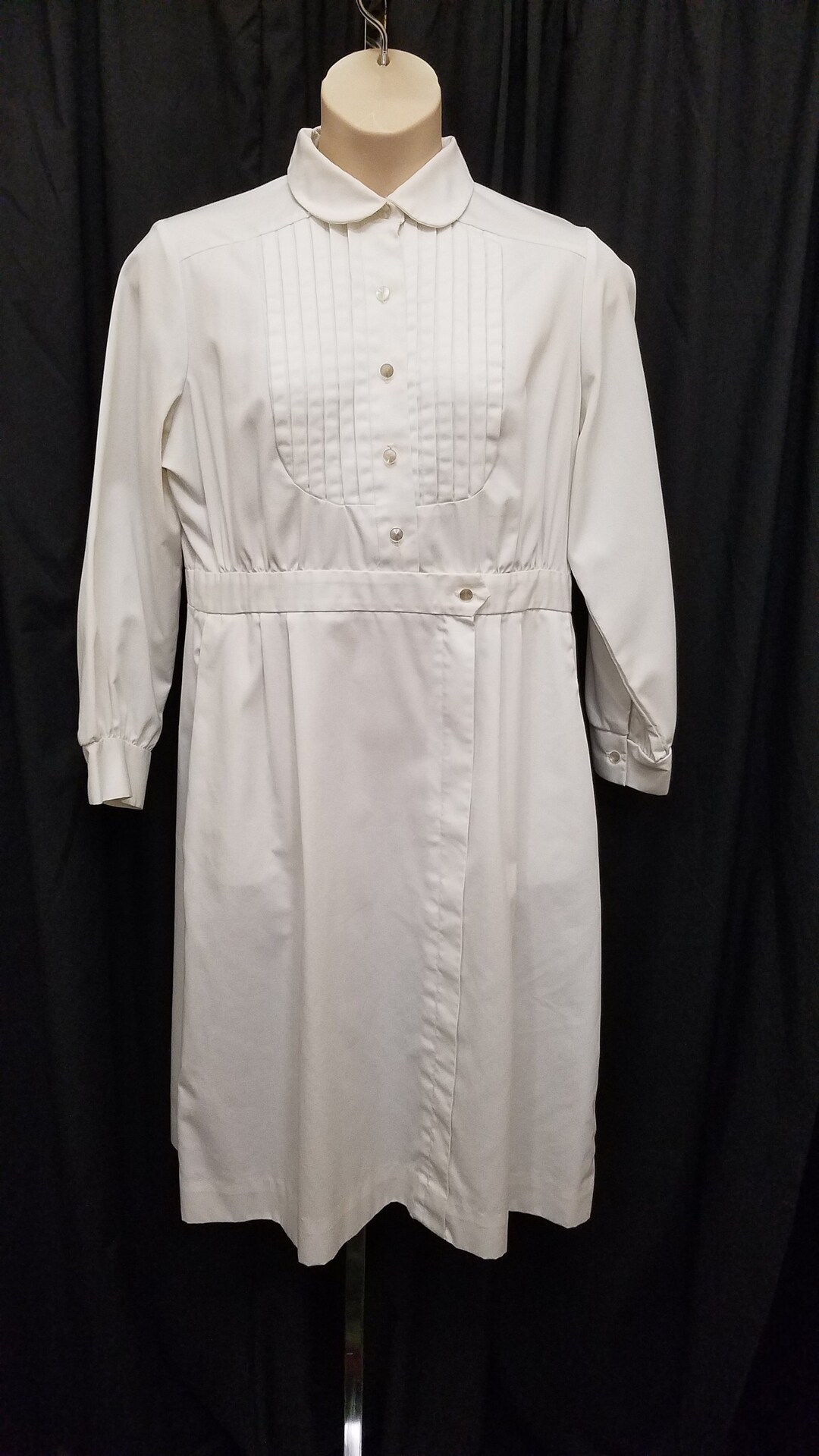 Vintage 1970's White Swan White Nurse Maid Diner Smock Dress Dacron ...