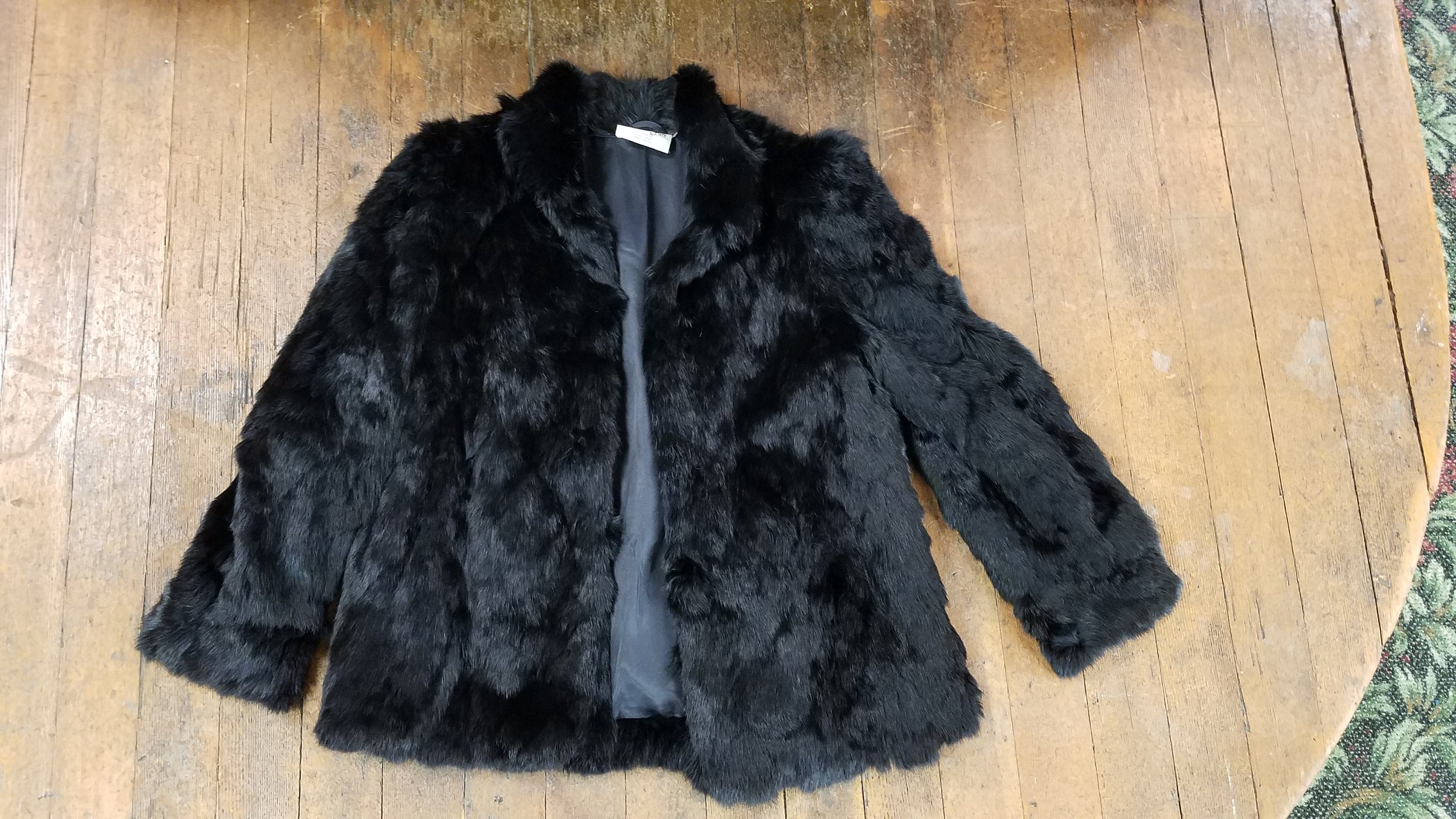 Vtg 80's Somerset Furs Los Angeles Natural Black Rabbit Fur Vtg 80's Somerset Furs Los Angeles Natural Black Rabbit Fur