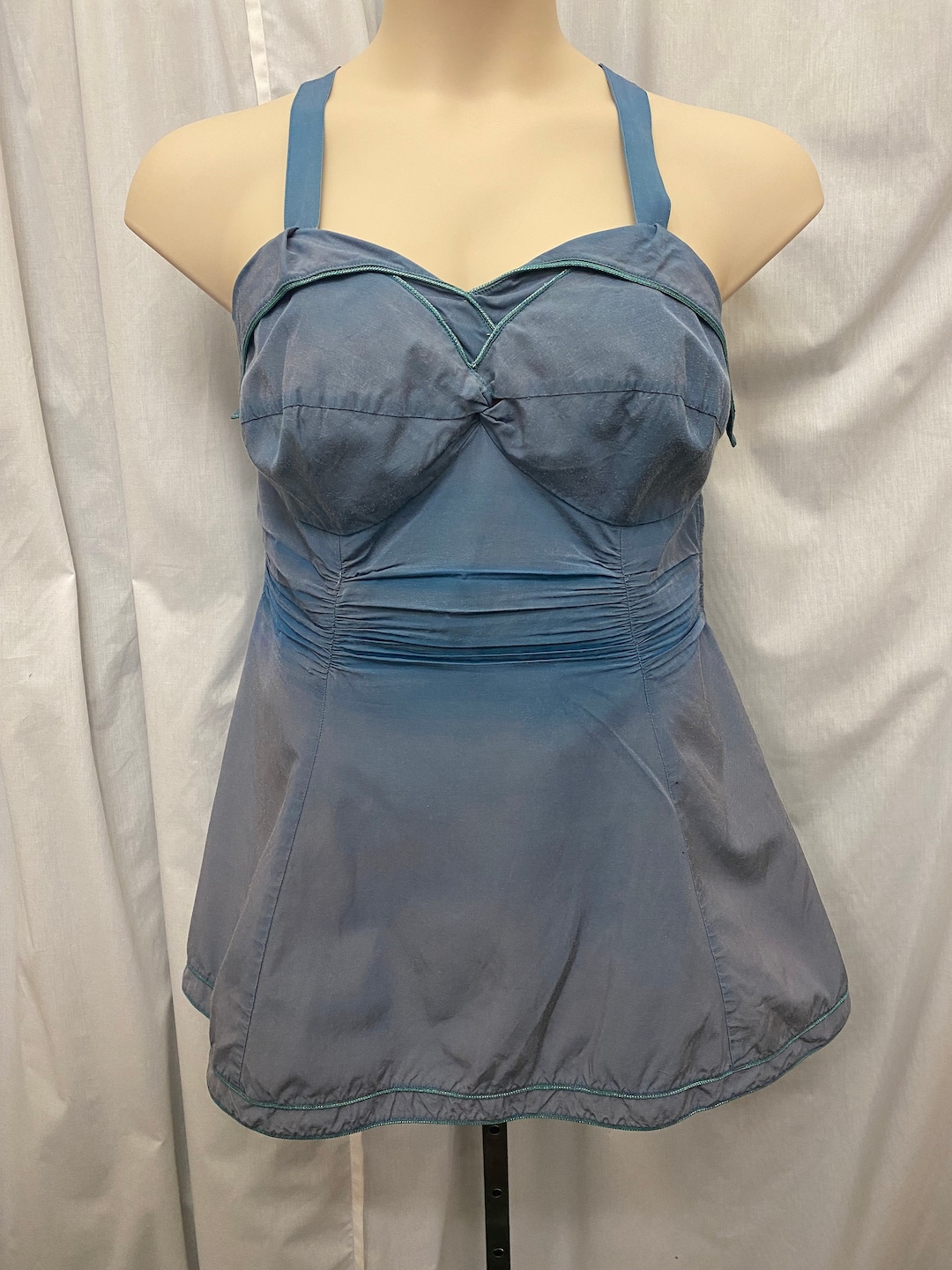 Rare Vintage Blue 2 Piece Swimsuit 1950s Play Suit Seamolds by Flexees ...