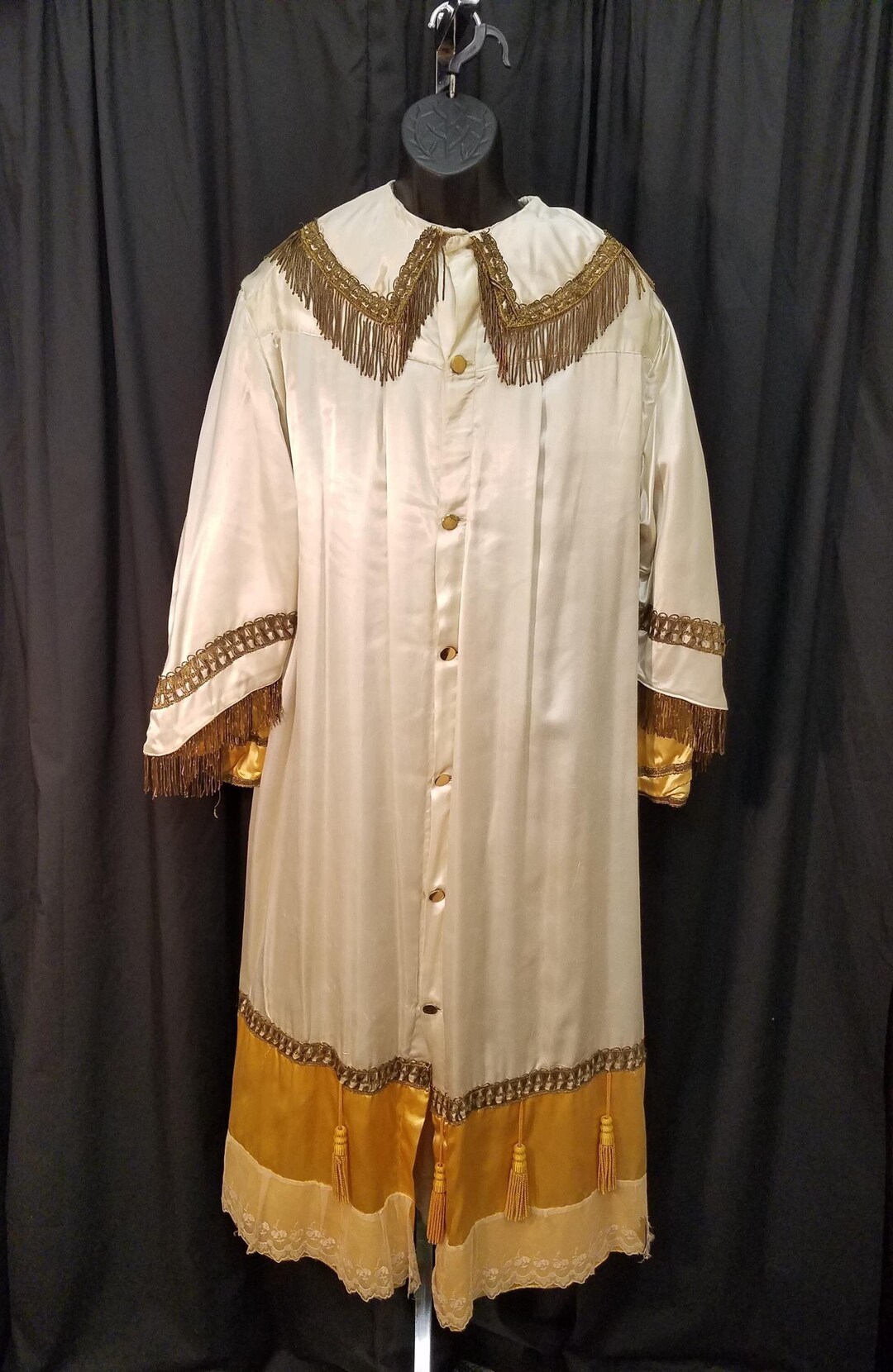 1900s Demoulin Edwardian Cream Silk W Gold Brocade Embroidered W Beads ...