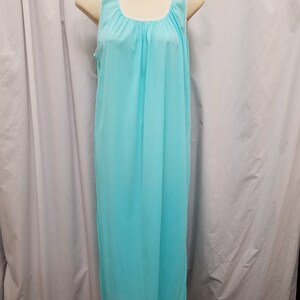 Vintage 1960s Turquoise Nylon Nightie W Chiffon Sheer Floral Accent ...