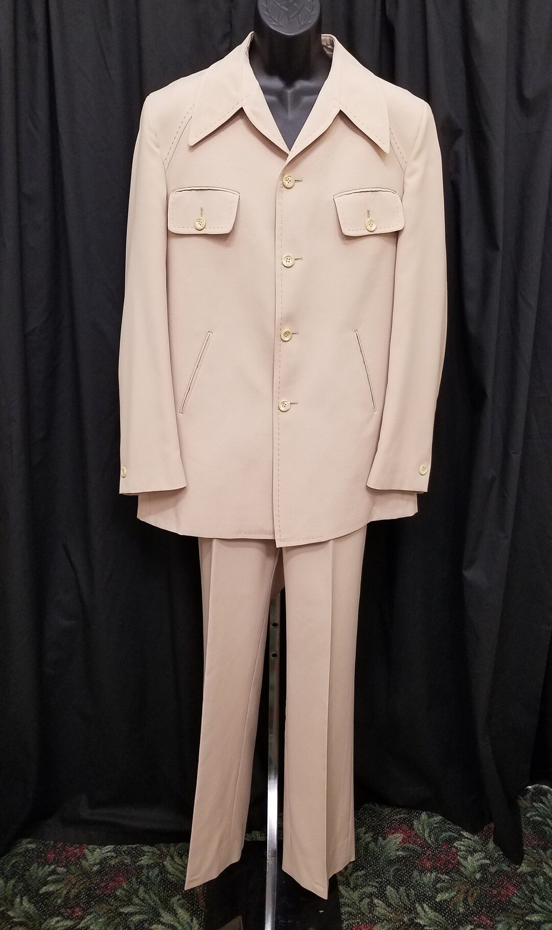 Vintage 1970s Cream Western Rancher Leisure Polyester 2 Piece Disco ...