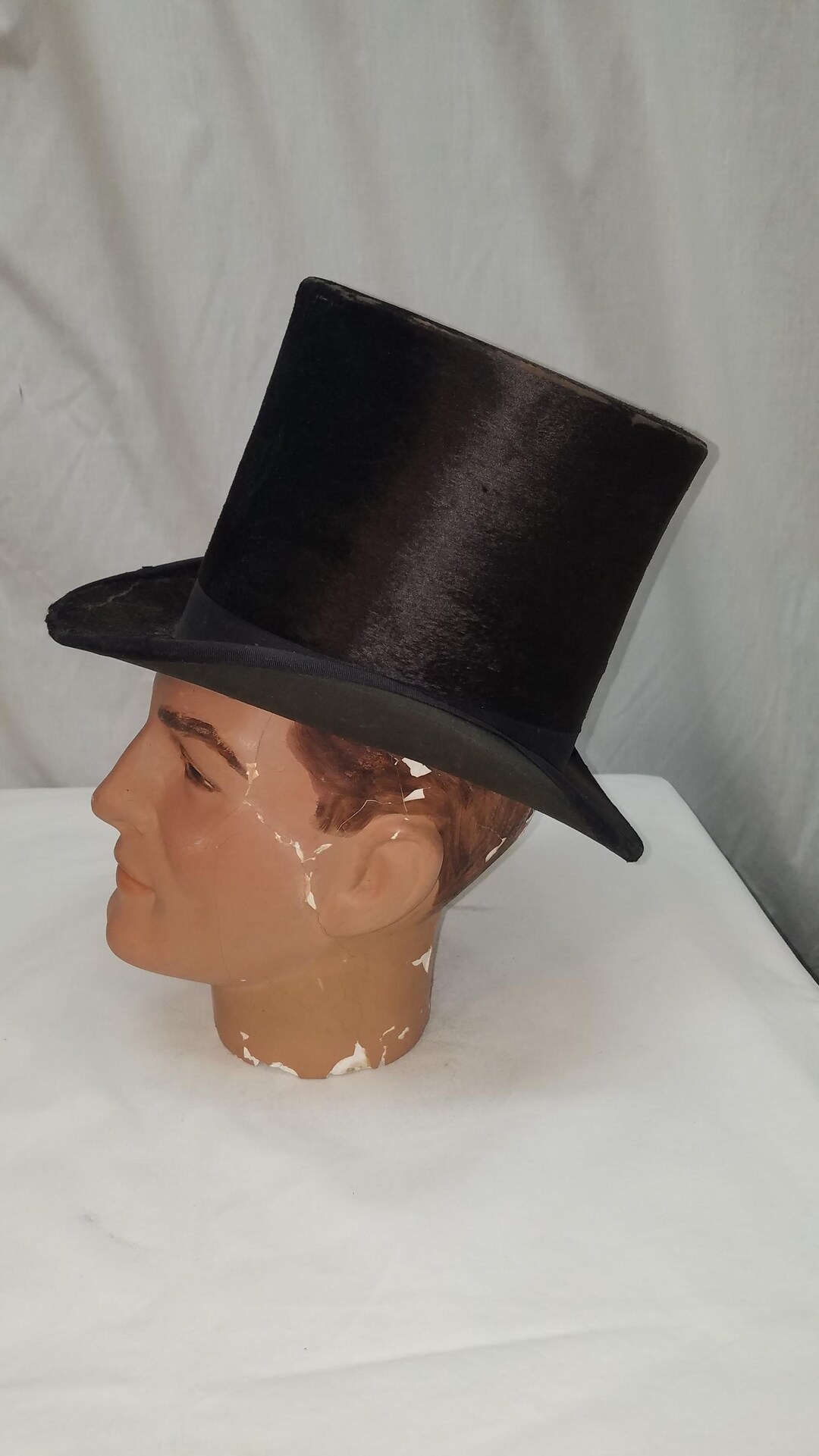 Antique Edwardian 1890's Black Elegant Beaver and Silk Top Hat by ...