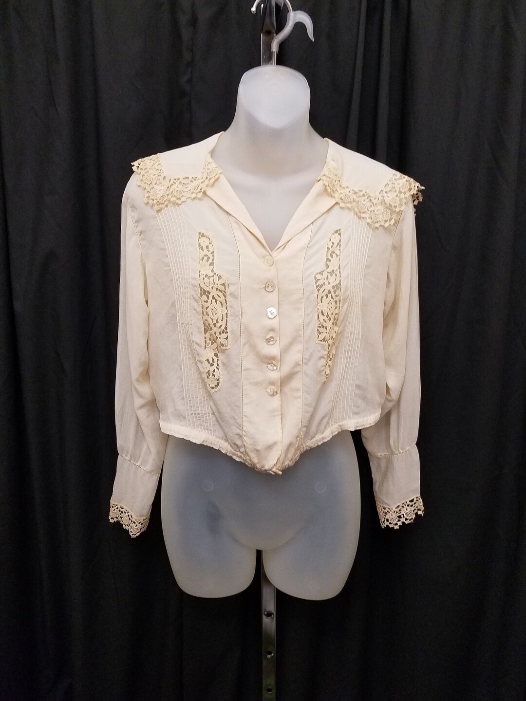 Antique Delicate Genuine Edwardian Early 1900s Ivory Embroidered Lace ...