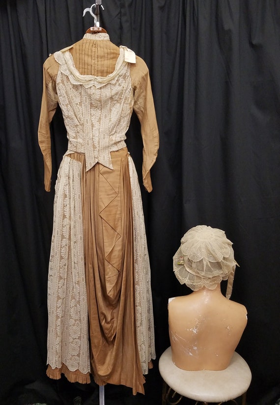 Authentic 1900s Edwardian Victorian Cream Linen w Lac… - Gem